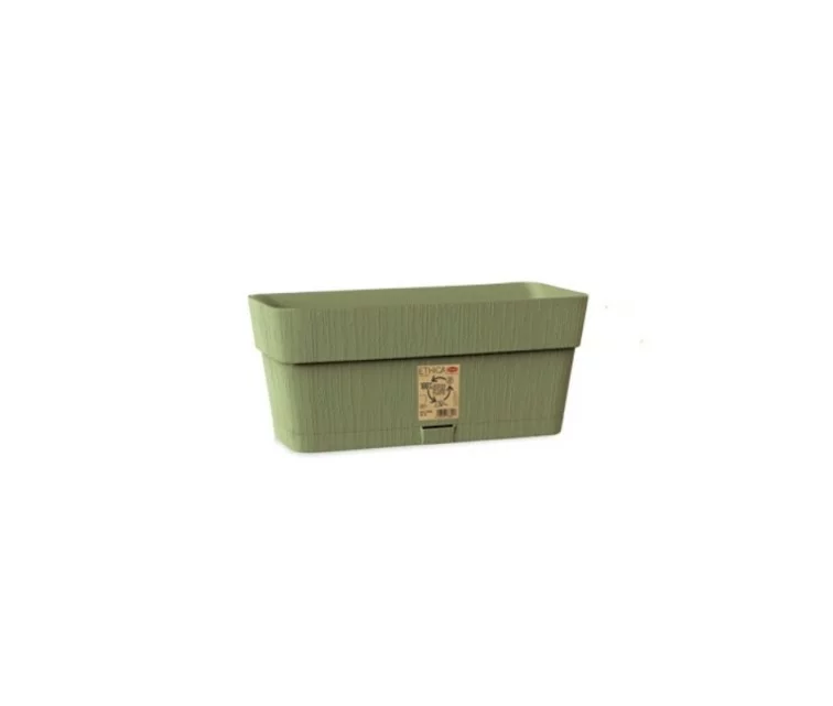Flower box with tray Ethica 30x13x12cm green - 2168202